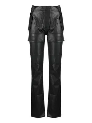 MISBHV Straight Leg Faux-leather Trousers - Black