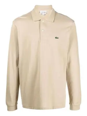 Lacoste Appliqué-logo Long-sleeve Polo Shirt Neutrals