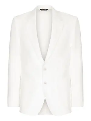 Dolce & Gabbana Deconstructed Single-breasted Linen Blazer - White