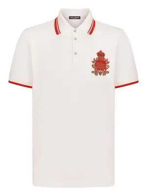 Dolce & Gabbana Heraldic-patch Piqué Polo Shirt - White