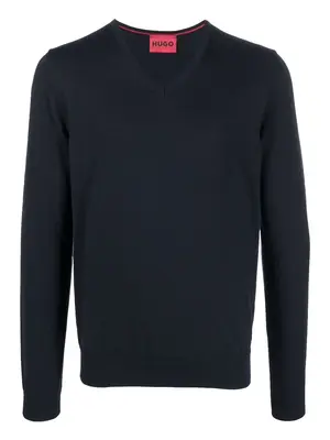 Hugo V-neck Long-sleeve Jumper - Blue