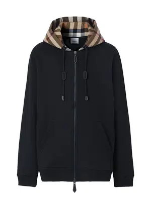 Burberry Check-pattern Zip-up Hoodie - Black
