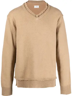 MAISON MARGIELA V-neck Jumper - Neutrals