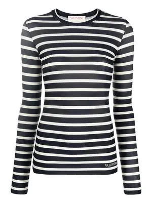 Valentino Garavani Striped Knit Top - Blue