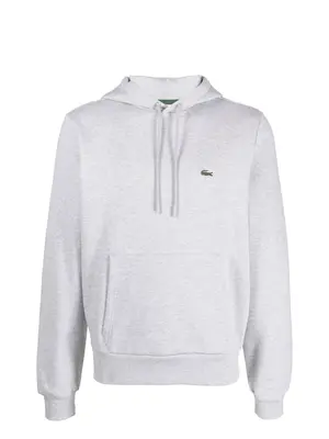 Lacoste Logo-patch Fleece Hoodie - Grey
