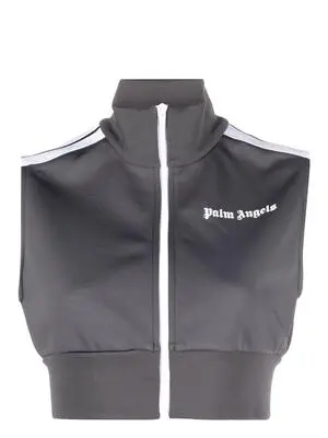 Palm Angels Logo-print Zip-up Vest - Grey