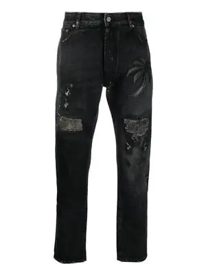 Palm Angels Palm Tree Patch Straight-leg Jeans - Black