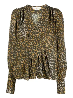 MARANT ETOILE V-neck Printed Blouse - Green