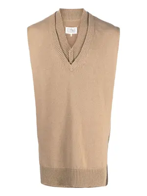 MAISON MARGIELA Layered V-neck Vest - Brown