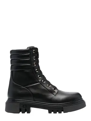 BALDININI Leather Combat Boots - Black