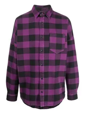 Palm Angels Logo-print Checked Shirt - Purple