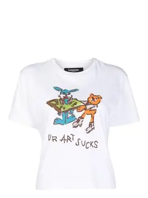 DOMREBEL Ur Art Sucks Print T-shirt - White