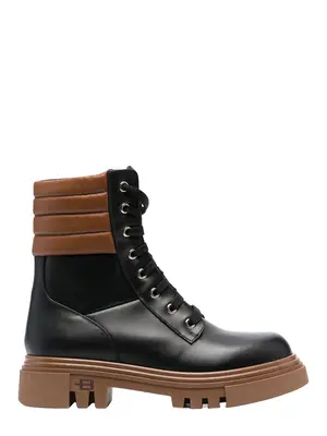 BALDININI Leather Combat Boots - Black