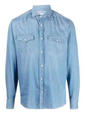 Brunello Cucinelli Long-sleeved Denim Shirt - Blue