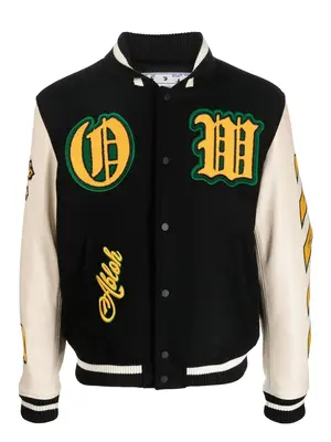 Off-White Logo-patch Varsity Jacket - Black