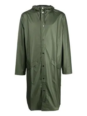 Rains Long Hooded Raincoat - Green
