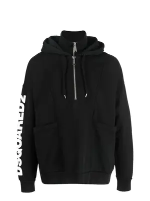 Dsquared2 Logo-print Zip-up Hoodie - Black