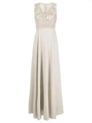 Brunello Cucinelli Sequin-embellished Sleeveless Gown - Neutrals