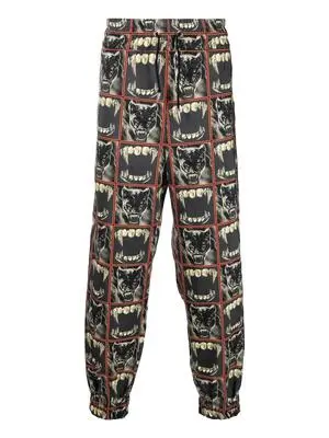 Roberto Cavalli Panther Print Track Pants - Black