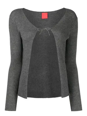 Cashmere In Love Lizzie Ribbed-knit Cardigan - Grey