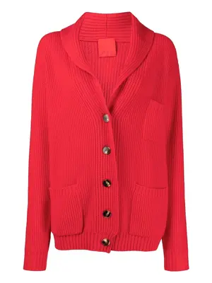 Cashmere In Love Ribbed-knit Buttoned Cardigan - Red
