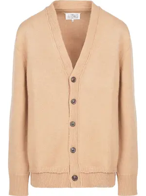 MAISON MARGIELA V-neck Elbow-patch Cardigan - Neutrals