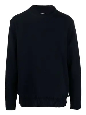 MAISON MARGIELA Elbow-patch Knitted Jumper - Blue