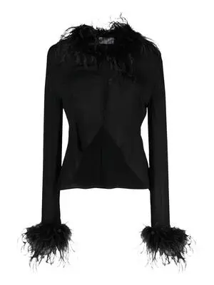 Giuseppe Di Morabito Feather-trimmed Blouse - Black