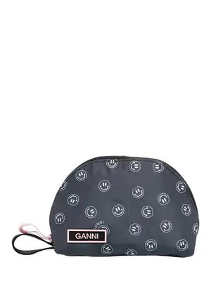 GANNI Smiley-print Makeup Bag - Grey