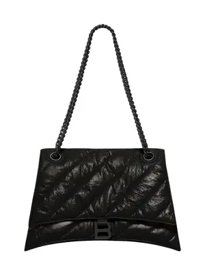 Balenciaga Medium Crush Chain-strap Shoulder Bag - Black