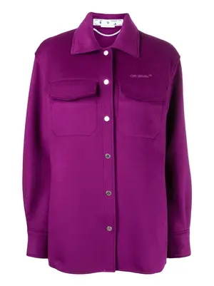 Off-White Logo-embroidered Shirt Jacket - Purple