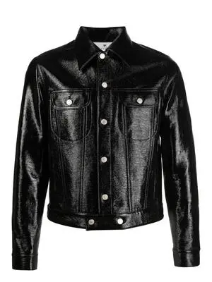 COURREGES Faux Leather Button-up Jacket - Black