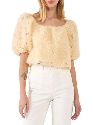 Endless Rose Floral Tulle Crop Top - Ivory