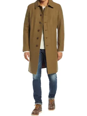 SCHOTT Schott NYC Wool-Blend Officer's Coat Olive