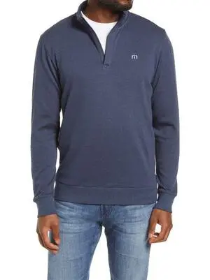 Travis Mathew Cloud 2.0 Quarter Zip Pullover - Heather Blue