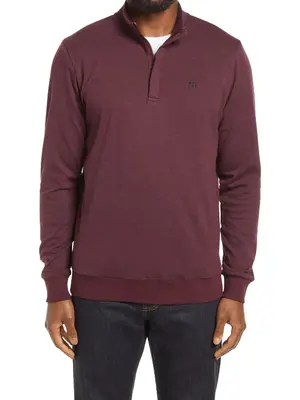 Travis Mathew TravisMathew Cloud 2.0 Quarter Zip Pullover Heather Dark Red