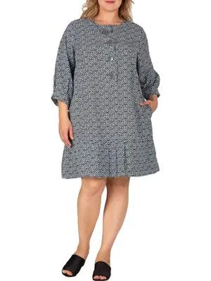 STANDARDS & PRACTICES Long Sleeve Flounce Dress - Black White