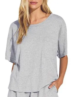 Eberjey Oversized Cotton Blend Pajama Top - Heath Grey