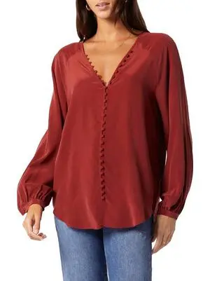 Joie Shariana Silk Georgette Blouse - Russet Brown