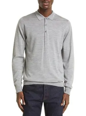 John Smedley Cotswold Wool Polo Sweater - Silver