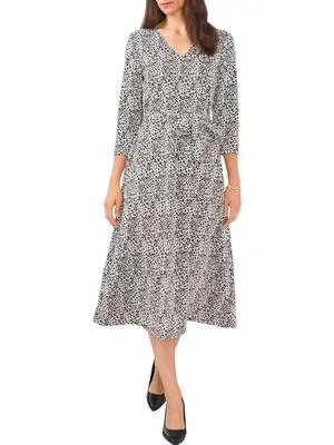 Chaus Animal Print Jacquard Midi Dress - Black/white