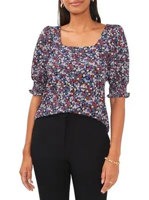Chaus Floral Square Neck Blouse - Black/multi