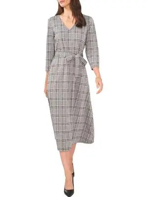 Chaus Glen Plaid Jacquard Midi Dress - Black/ White