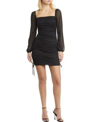 JUMP APPAREL Ruched Glitter Minidress - Black