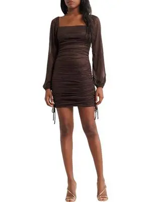 JUMP APPAREL Ruched Glitter Minidress - Chocolate