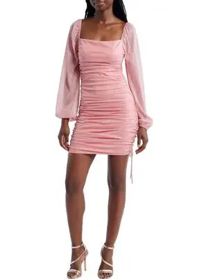 JUMP APPAREL Ruched Glitter Minidress - Peach