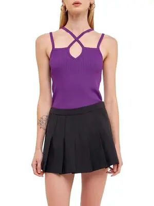 Endless Rose Cross Strap Rib Tank - Purple