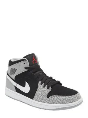 JORDAN Air Mid SE Basketball Sneaker Black/ University Red/ White