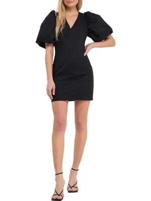 Endless Rose Cutout Puff Sleeve Mini Dress - Black