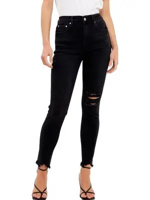 GREY LAB Destroyed Skinny Jeans - Black